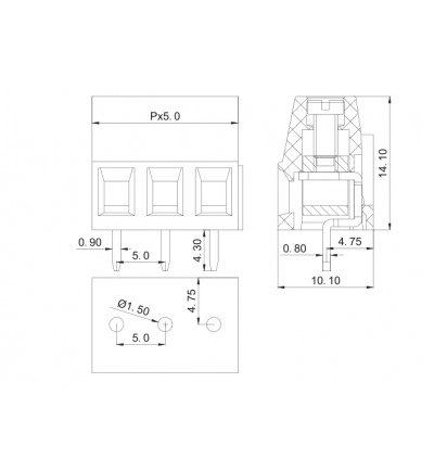 3 PIN PCB SCREW TERMINAL BLOCK CONNECTOR ( 5 PCS / PACK )