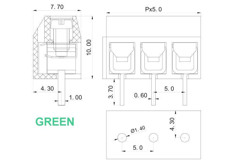 2 PIN PCB SCREW TERMINAL BLOCK CONNECTOR DG/MG/MF/KF301-2P ( 5 PCS / PACK )
