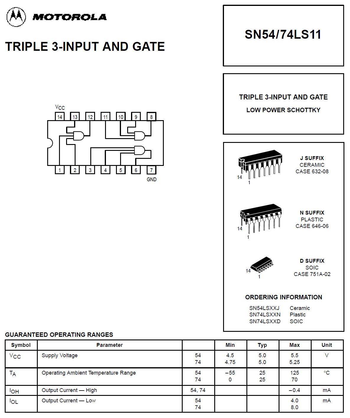 DM74LS11N / SN74LS11N / HD74LS11P / 74LS11 ( TRIPLE 3-INPUT AND GATE )