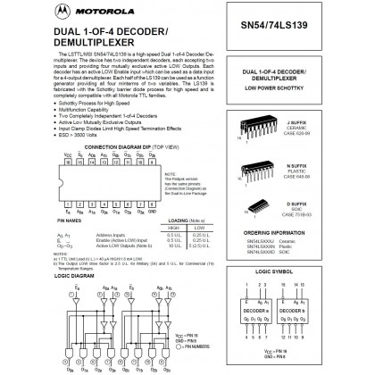 DM74LS139N / 74LS139 ( DUAL 1-OF-4 DECODER / DEMULTIPLEXER )
