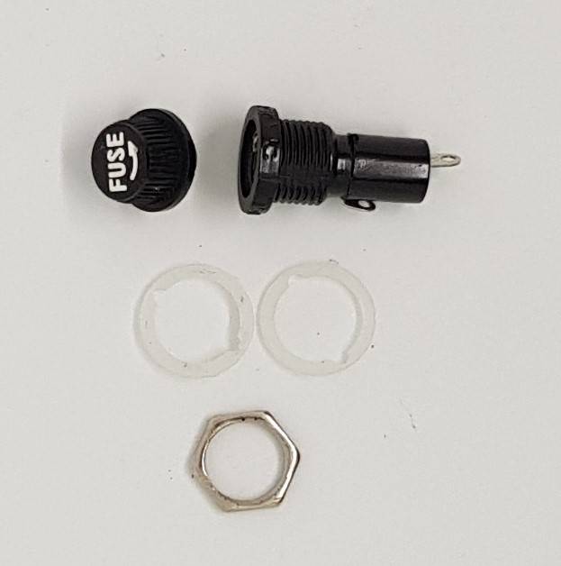 PANEL MOUNT FUSE HOLDER, 250V/10A, MOUNTING HOLE 12MM, SUITABLE FOR 5 x ...