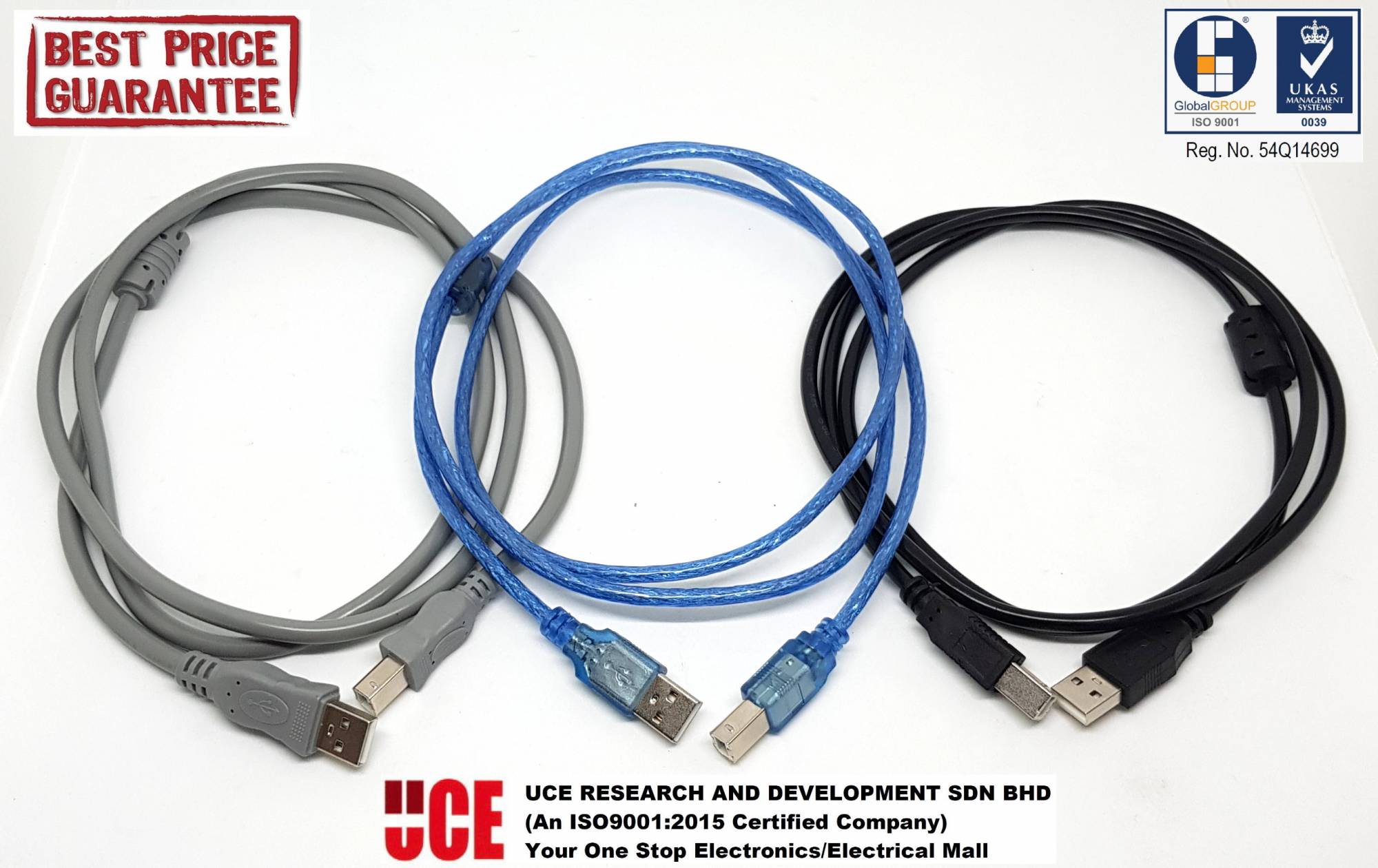 1.5M USB 2.0 PRINTER CABLE MALE A-B TYPE FOR PRINTERS / ARDUINO / OMRON ...