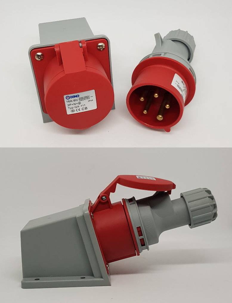 TOP QUALITY CEE 16A 5 PINS / POLES INDUSTRIAL PLUG, 415V, MALE, IP44