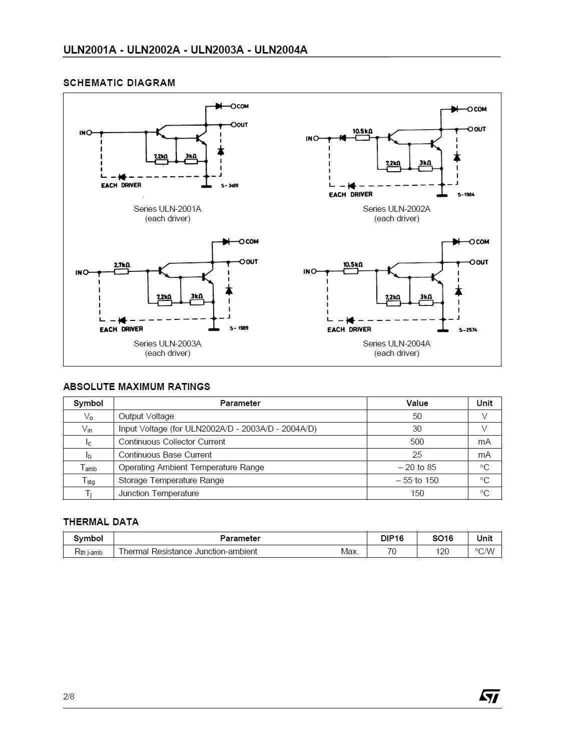 ULN2003AN ULN2003APG DARLINGTON TRANSISTOR ARRAY FOR STEPPER MOTOR, DIP ...
