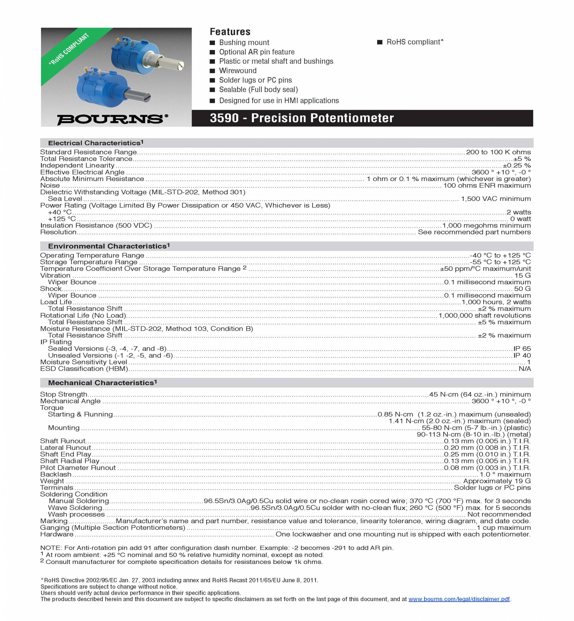 Variable Resistor Datasheet