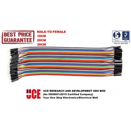 ARDUINO/RASPBERRY 40P BREADBOARD DUPONT JUMPER WIRE FEMALE TO MALE 10CM ...