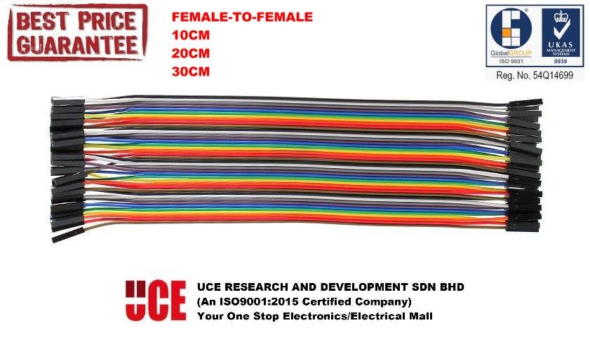 ARDUINO/RASPBERRY 40P BREADBOARD DUPONT JUMPER WIRE FEMALE TO FEMALE ...