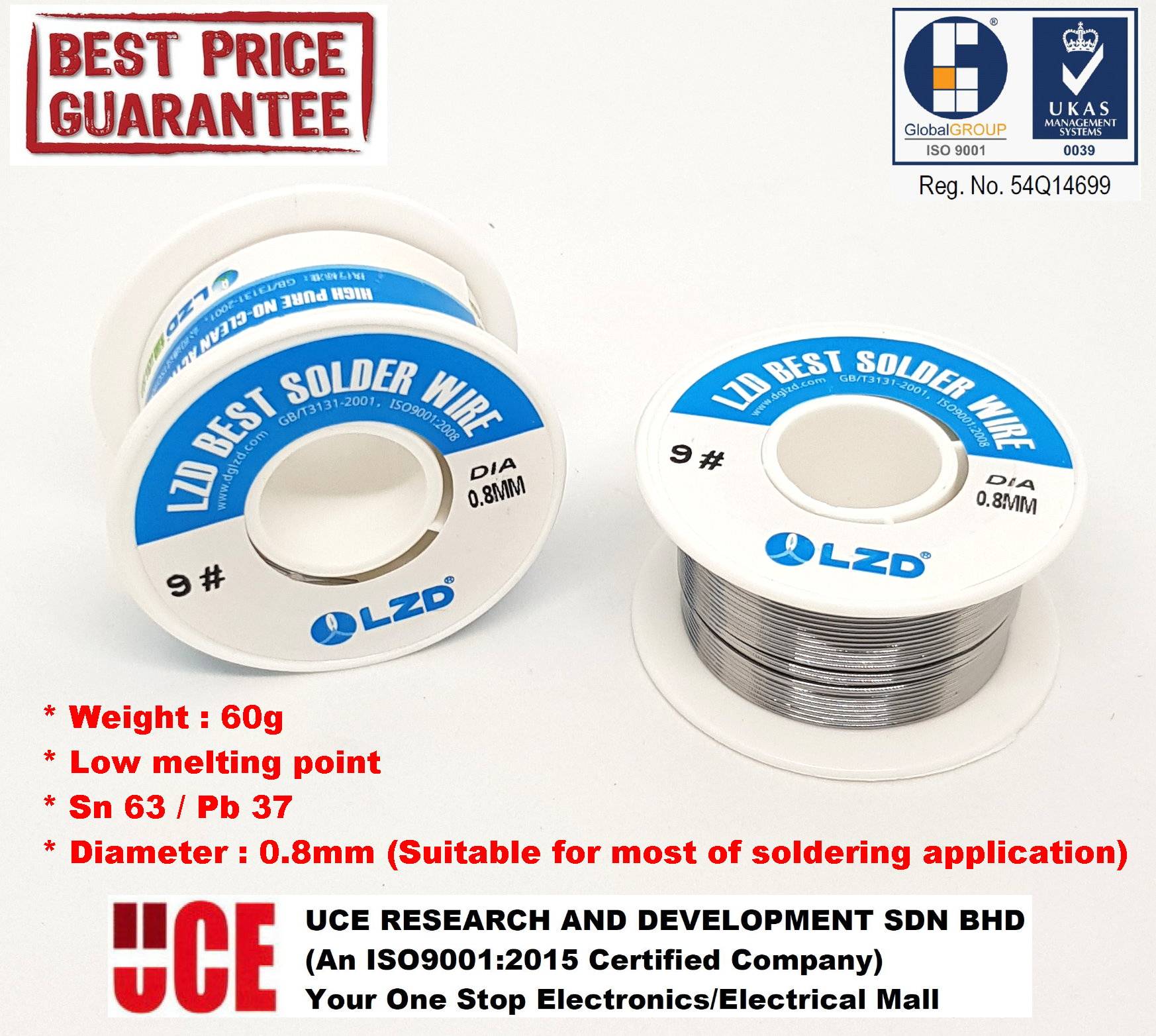 0.8MM 60G SOLDERING ROSIN CORE SOLDER WIRE / SOLDER LEAD, 63/37