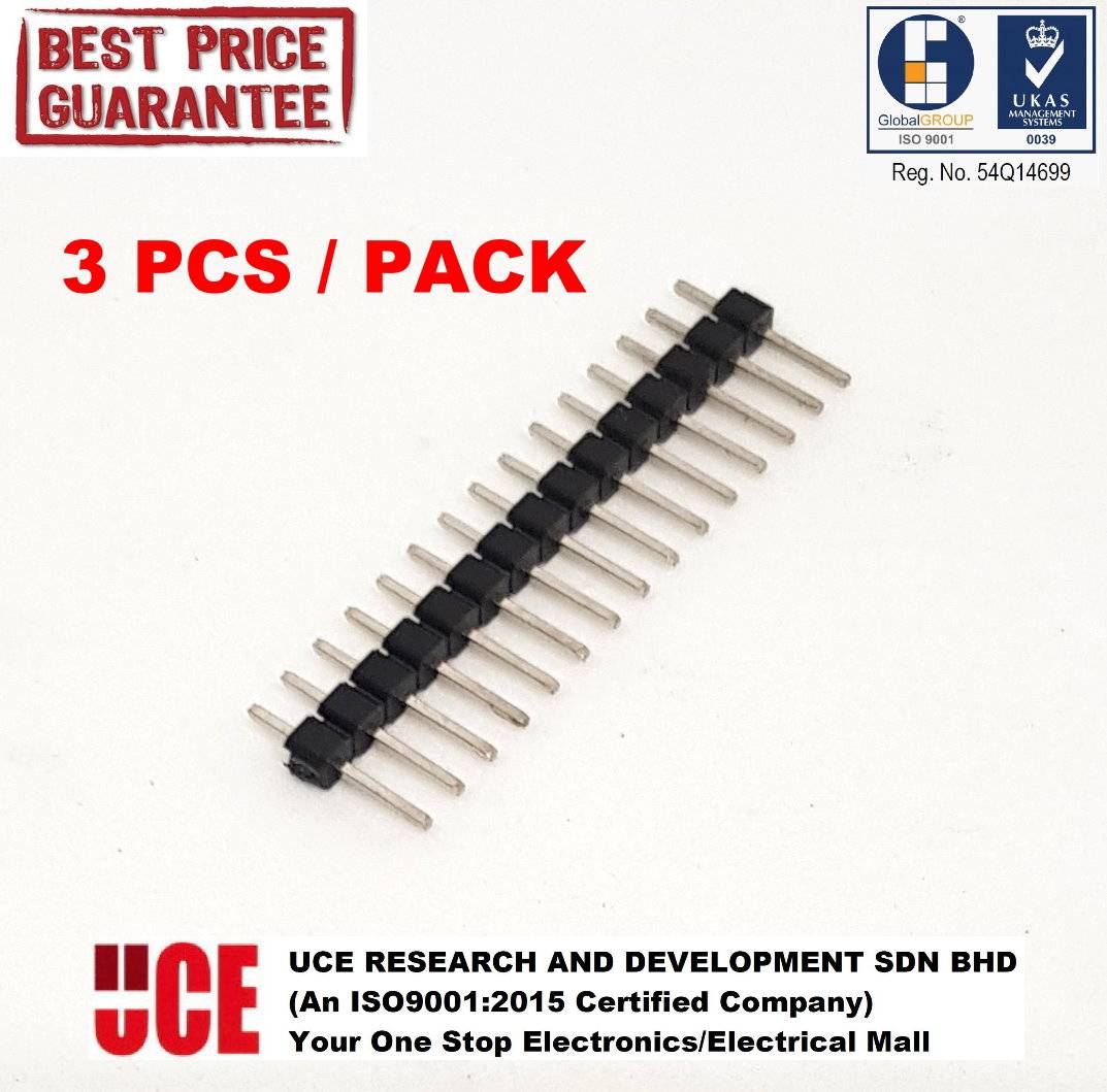 ( 3 PCS / PACK ) SINGLE ROW STRAIGHT PIN HEADER 15 WAYS 1 x 15 WAYS ...