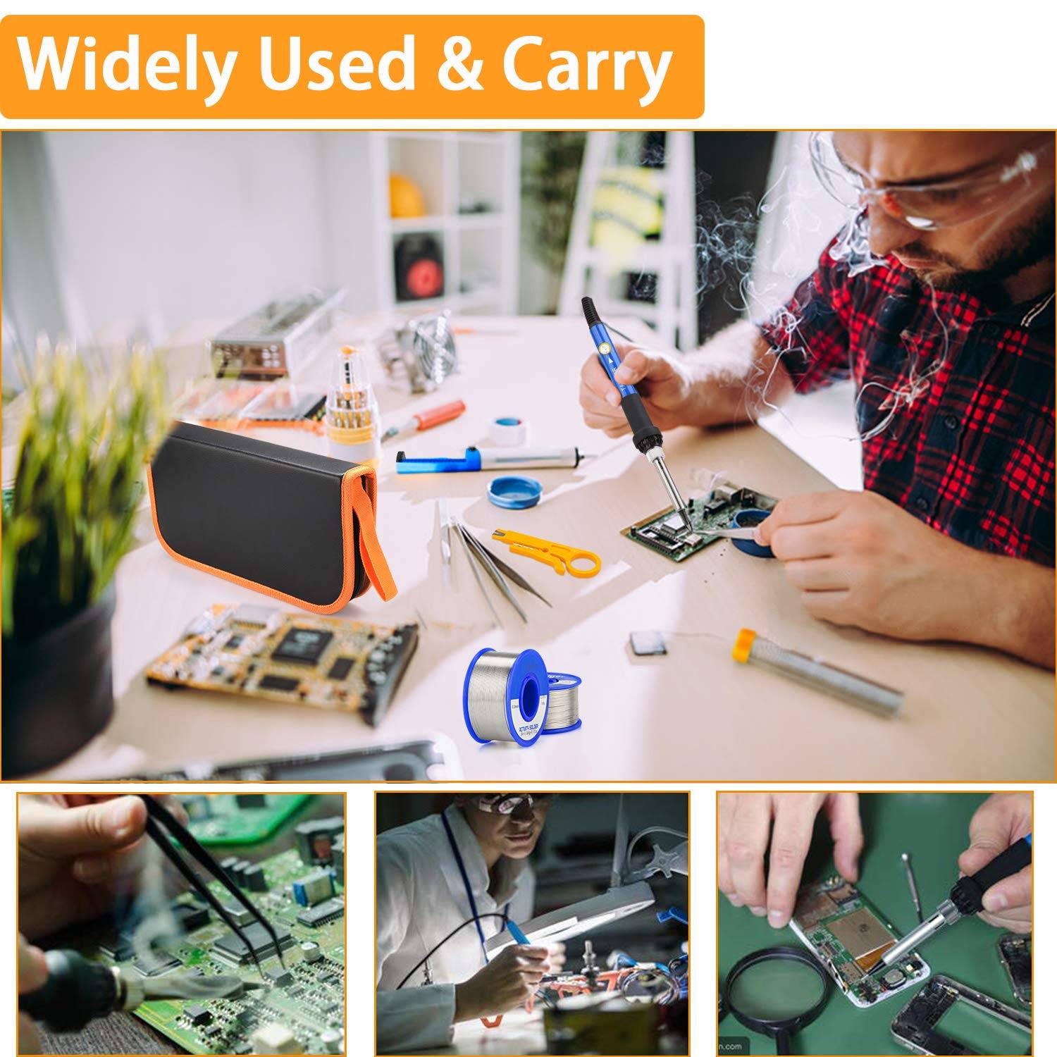 15-IN-1 SOLDERING IRON KIT SET, 60W TEMPERATURE ADJUSTABLE SOLDERING SOLDER IRON