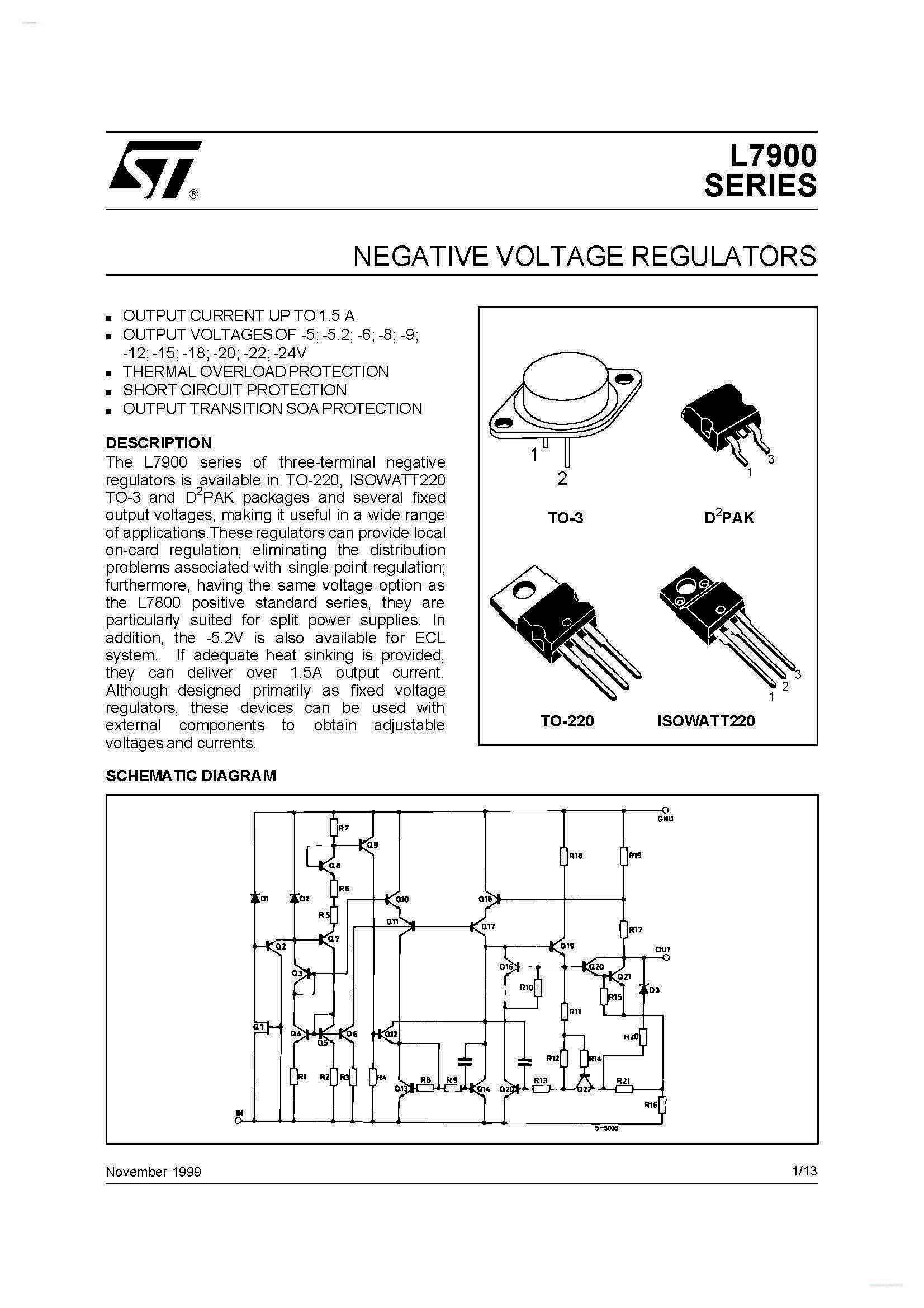 -5V VOLTAGE REGULATOR L7905CV / L7905 / LM7905