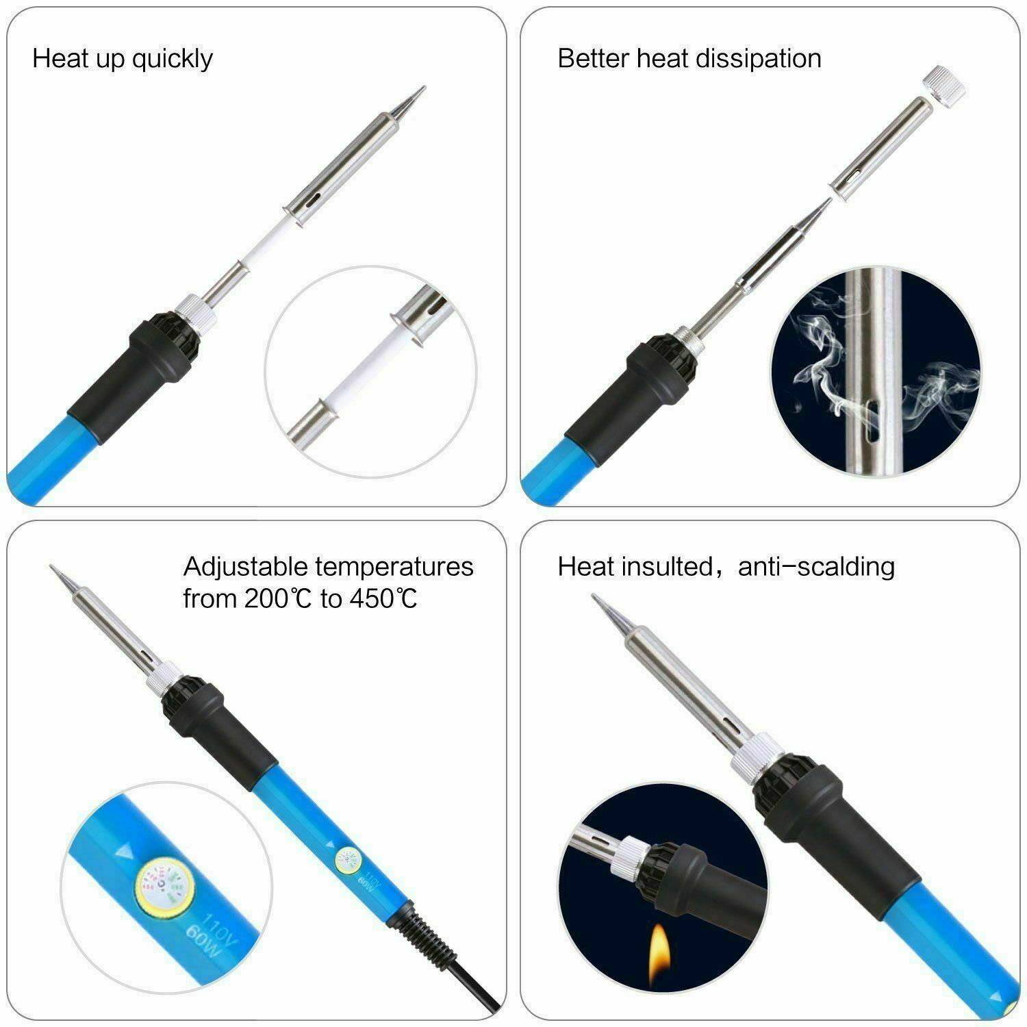 60W 936 TYPE TEMPERATURE ADJUSTABLE SOLDER SOLDERING IRON STATION TOOLS ...