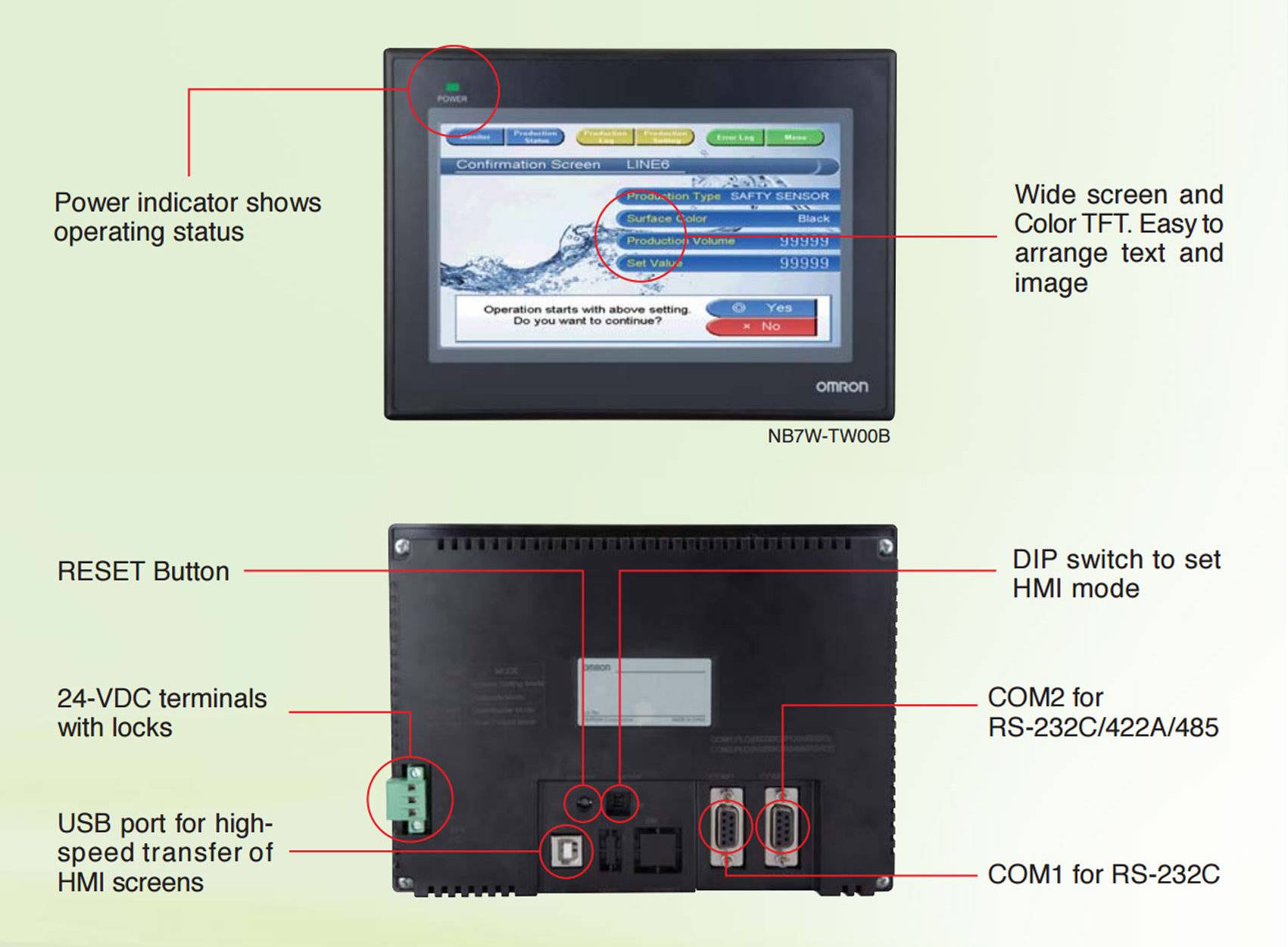 OMRON NB7W-TW00B TOUCH SCREEN HMI 7" TFT LCD COLOUR 800 x 480 PIXELS