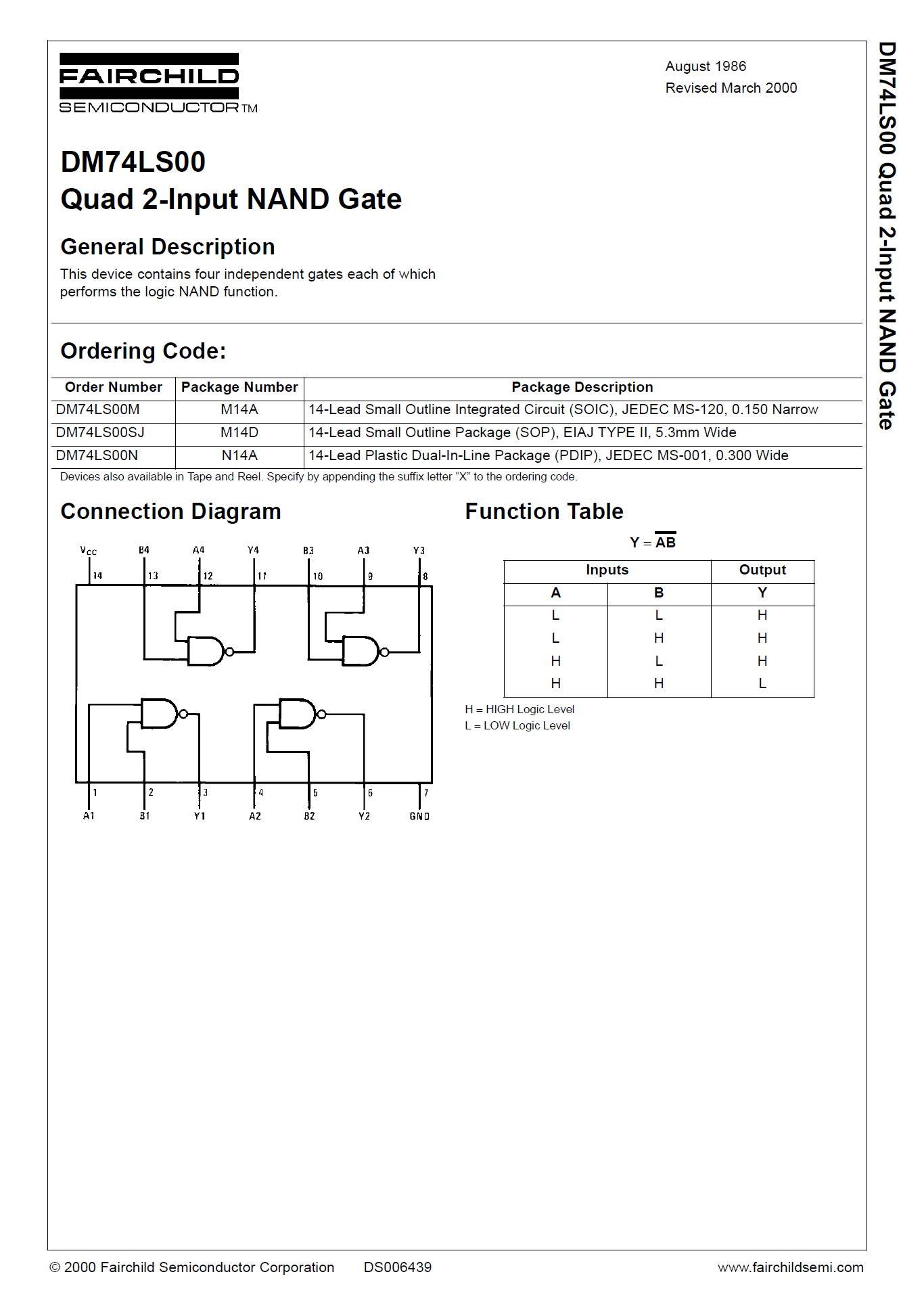 74LS00 / 7400 ( QUAD 2-INPUT NAND GATE )
