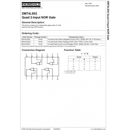 74LS02 / 7402 / SN74LS02 ( QUAD 2-INPUT NOR GATE )