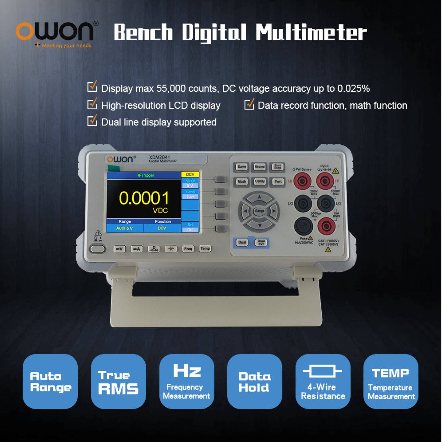 OWON XDM2041 HIGH PRECISION TRUE RMS BENCH TYPE DIGITAL MULTIMETER