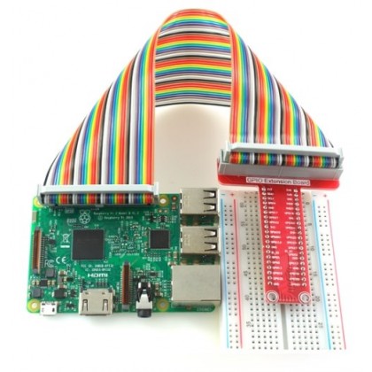 40 PINS T-TYPE GPIO EXTENSION BOARD ADAPTOR FOR RASPBERRY PI 4B / 3B+ / 3B / 2B WITH 40P RAINBOW ...