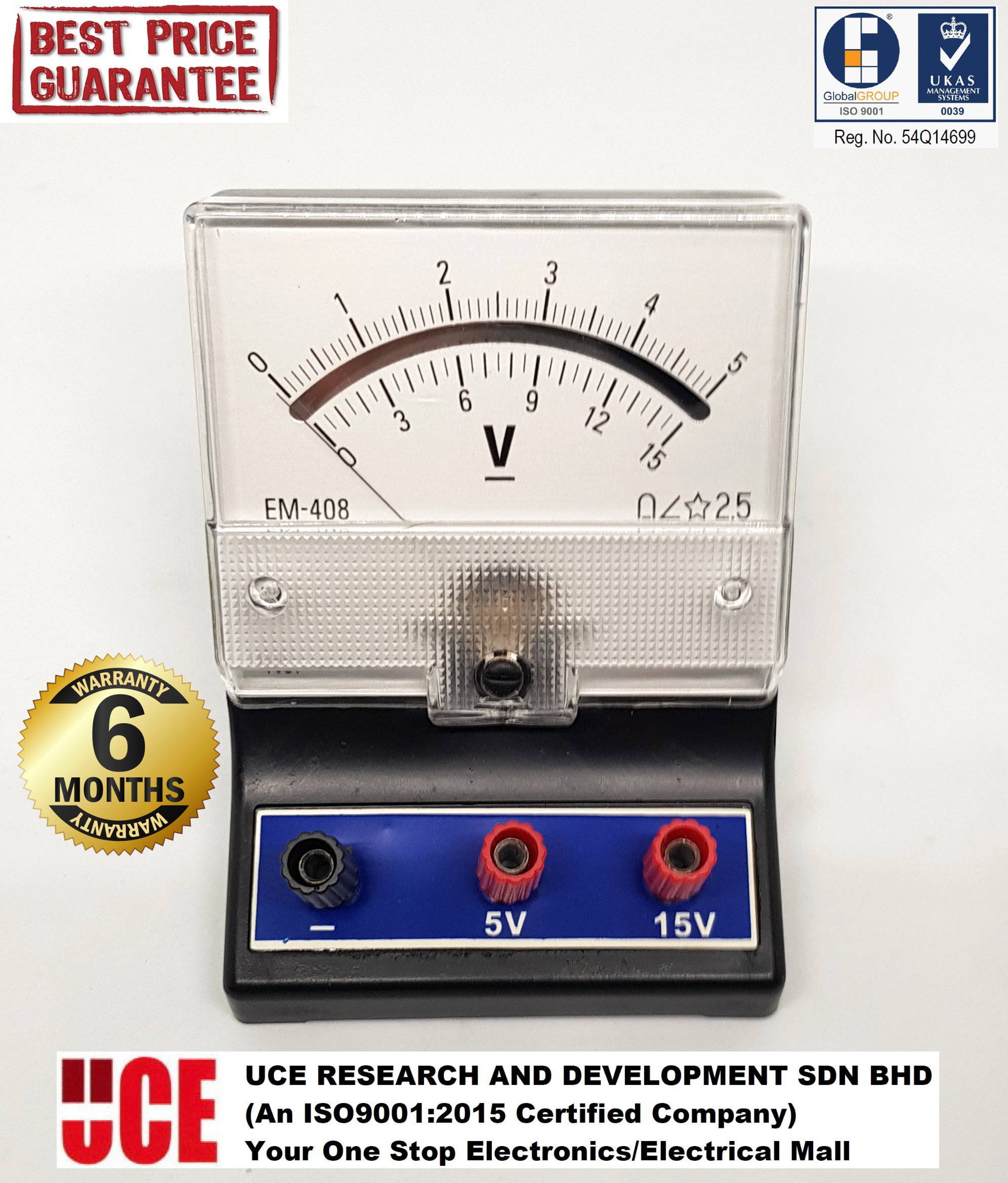 BENCH 5V / 15V DUAL RANGE DC VOLTMETER FOR EDUCATION LABORATORY