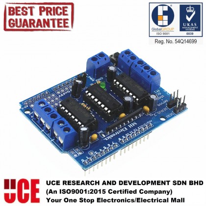 ARDUINO L293D DC MOTOR, STEPPER MOTOR AND SERVO MOTOR DRIVER SHIELD MODULE