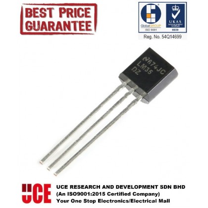 LM35 LM35DZ TEMPERATURE SENSOR, ANALOG TYPE, FOR ARDUINO RASPBERRY PI ...