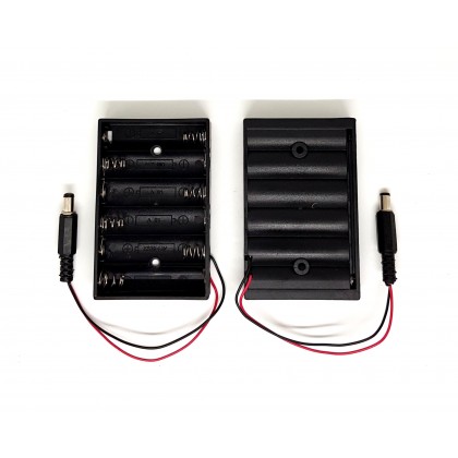 6 CELLS / SLOTS 6 X AA 1.5V BATTERY HOLDER CASING WITH 5.5 x 2.1MM DC ...