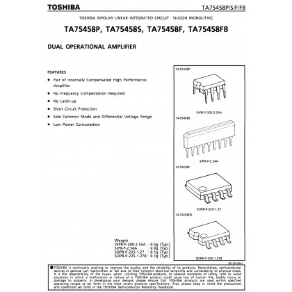 LM1458 / LM1458CN / TA75458P / NJM1458 / HA17458 DUAL OPERATIONAL ...