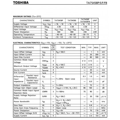 LM1458 / LM1458CN / TA75458P / NJM1458 / HA17458 DUAL OPERATIONAL ...