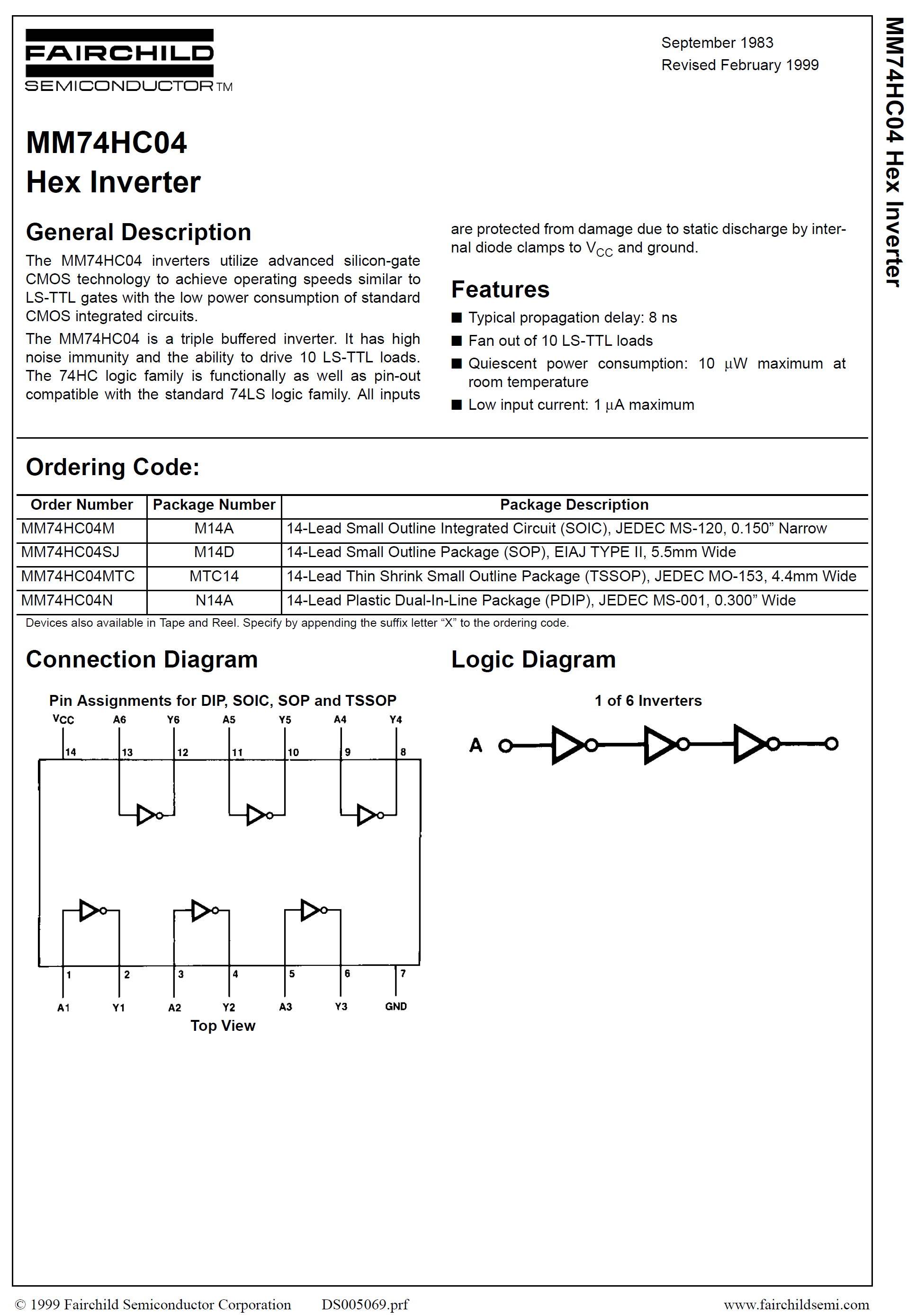 74HC04 / MC74HC04N / MM74HC04N / HD74HC04P / SN74HC04N ( CMOS HEX ...