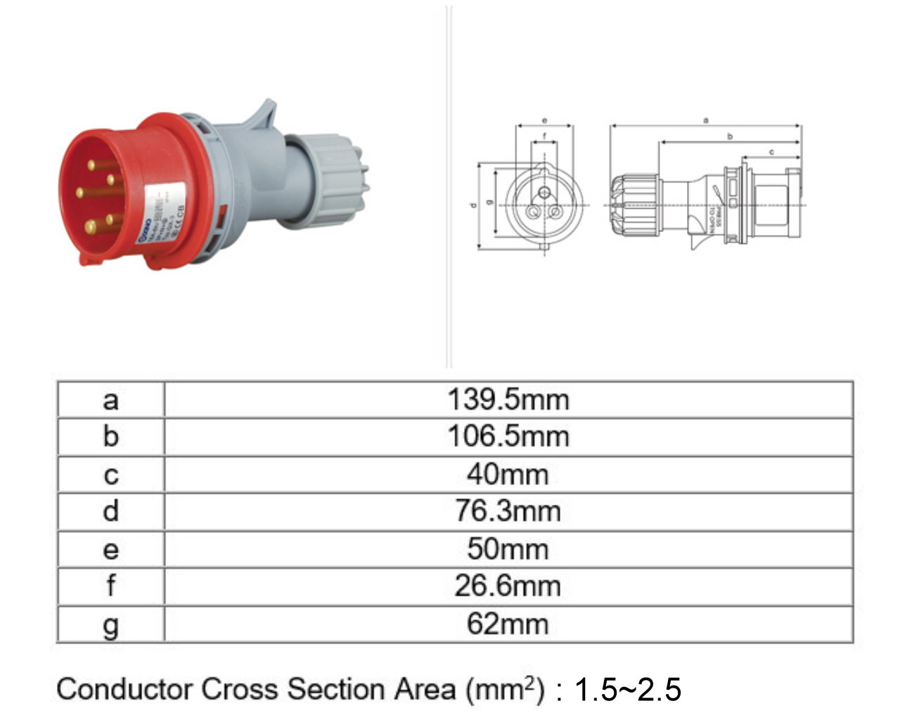 TOP QUALITY CEE 16A 5 PINS / POLES INDUSTRIAL PLUG, 415V, MALE, IP44