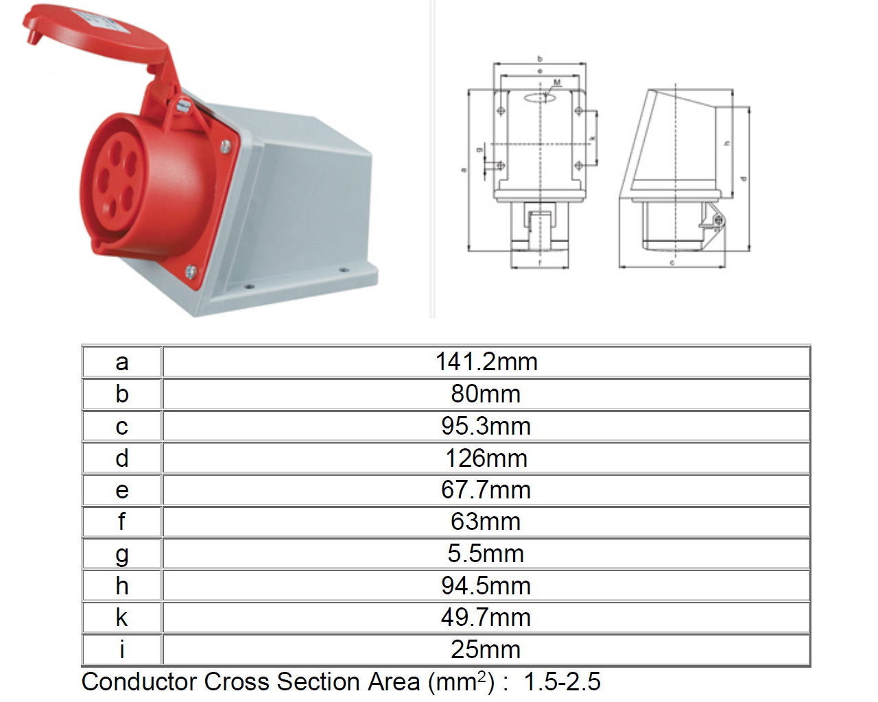 TOP QUALITY CEE 16A 5 PINS / POLES INDUSTRIAL WALL SOCKET, 415V, FEMALE ...
