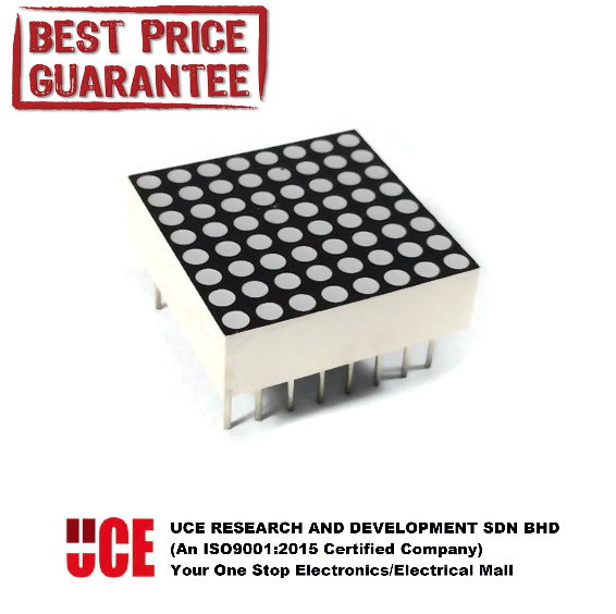 8 X 8 LED DOT MATRIX DISPLAY, 1.9MM RED, COMMON CATHODE, 788AS