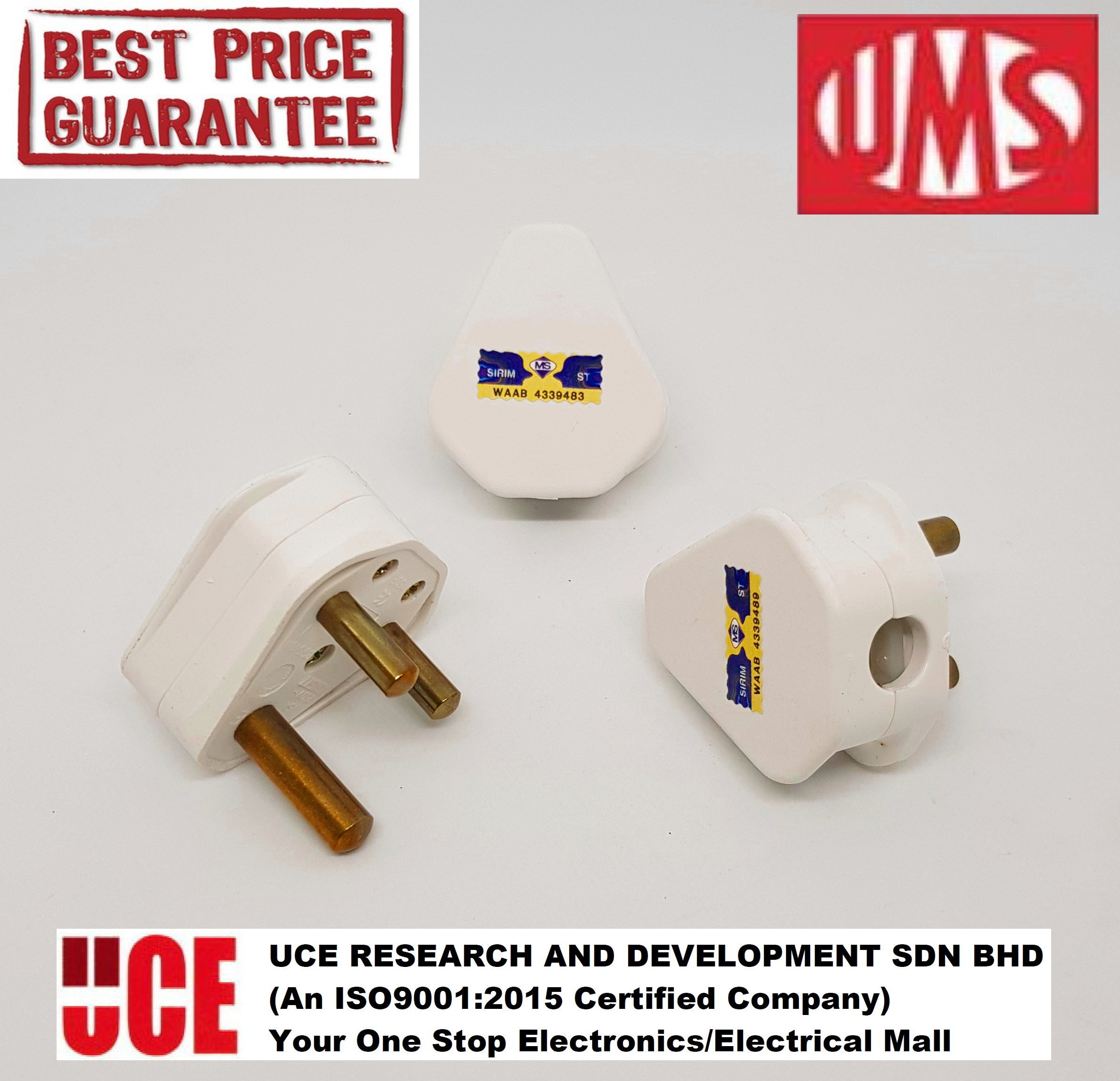 UMS PT150R 15A 3 PIN PLUG TOP, 250VAC, RESILIENT PLUG TOP, ROUND PIN ...