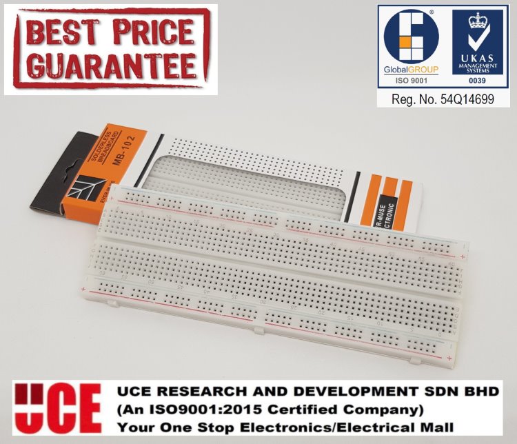 MB-102 BREADBOARD SOLDERLESS BREADBOARD / PROJECT BOARD 830 TIE POINTS ...