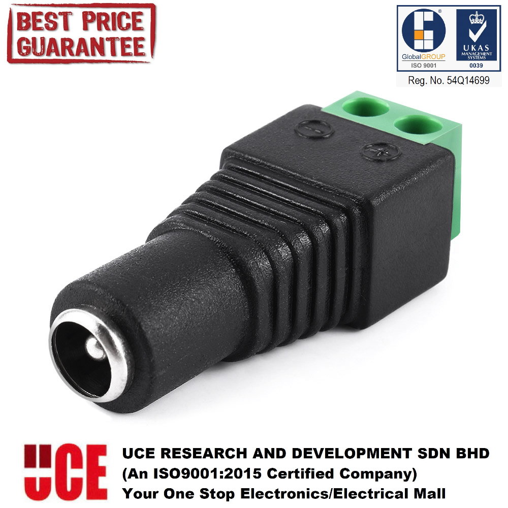 2.1 x 5.5mm DC POWER FEMALE JACK PLUG ADAPTER CONNECTOR WITH SCREW ...